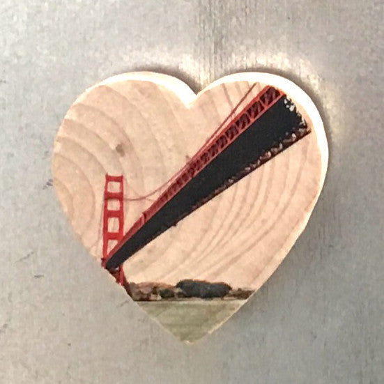 Mini Heart Magnets: SF - Hand-Transferred Photos on Wood, Various Imag ...